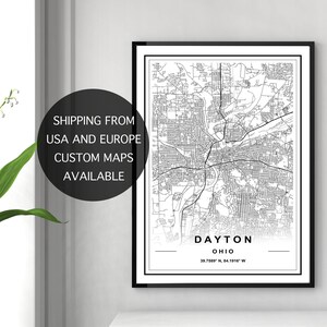 DAYTON MAP PRINT, High Res Map, Map of Dayton, Dayton City Map, Dayton ...