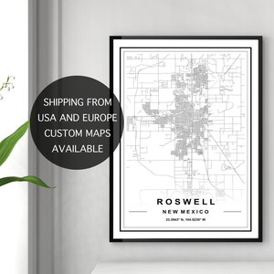 ROSWELL MAP PRINT, High Res Map, Map of Roswell, Roswell City Map ...