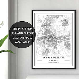 PERPIGNAN MAP PRINT, High Res Map, Map of Perpignan, Perpignan City Map ...