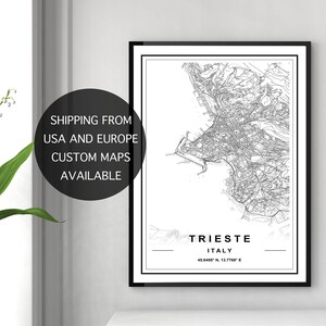 TRIESTE MAP PRINT, High Res Map, Map of Trieste, Trieste Map, Trieste ...