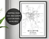 GILLETTE MAP PRINT High Res Map Map of Gillette Gillette - Etsy