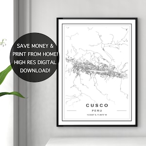 CUSCO MAP PRINT, High Res Map, Map of Cusco, Cusco City Map, Cusco ...
