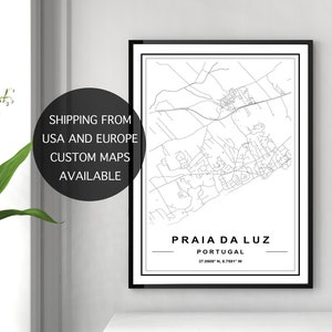 LUZ MAP PRINT, High Res Map, Map of Praia Da Luz, Praia Da Luz City Map ...