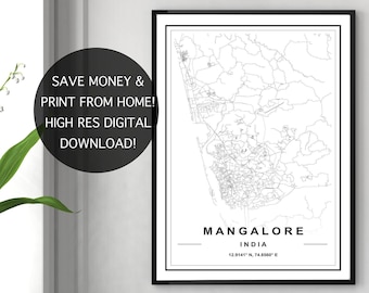 Mangalore India Map - Etsy