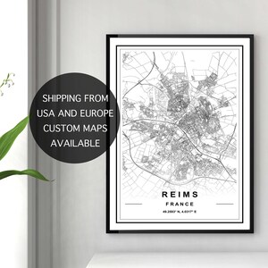 REIMS MAP PRINT, High Res Map, Map of Reims, Reims City Map, Reims ...