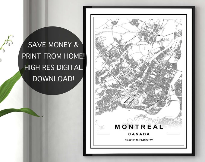 MONTREAL MAP PRINT, High Res Map, Map of Montreal, Montreal Map ...