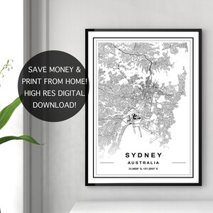 SYDNEY MAP PRINT High Res Map Download Map of Sydney Sydney - Etsy