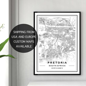 PRETORIA MAP PRINT, High Res Map, Map of Pretoria, Pretoria City Map ...