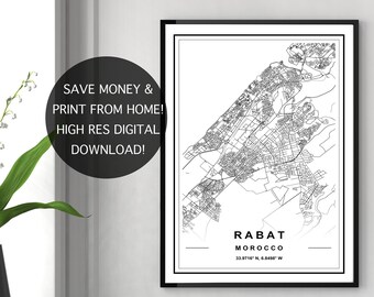 Map of Rabat Print | Etsy