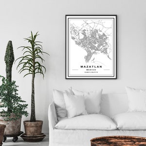 MAZATLAN MAP PRINT, High Res Download, Map of Mazatlan, Mazatlan City ...