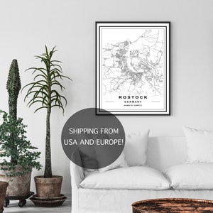 ROSTOCK MAP PRINT Map of Rostock Rostock City Map Rostock | Etsy