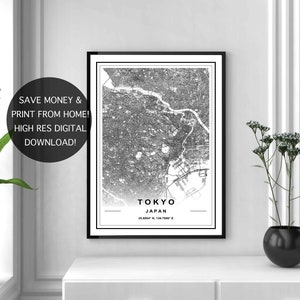 TOKYO MAP PRINT, High Res Download, Map of Tokyo, Tokyo City Map, Tokyo ...