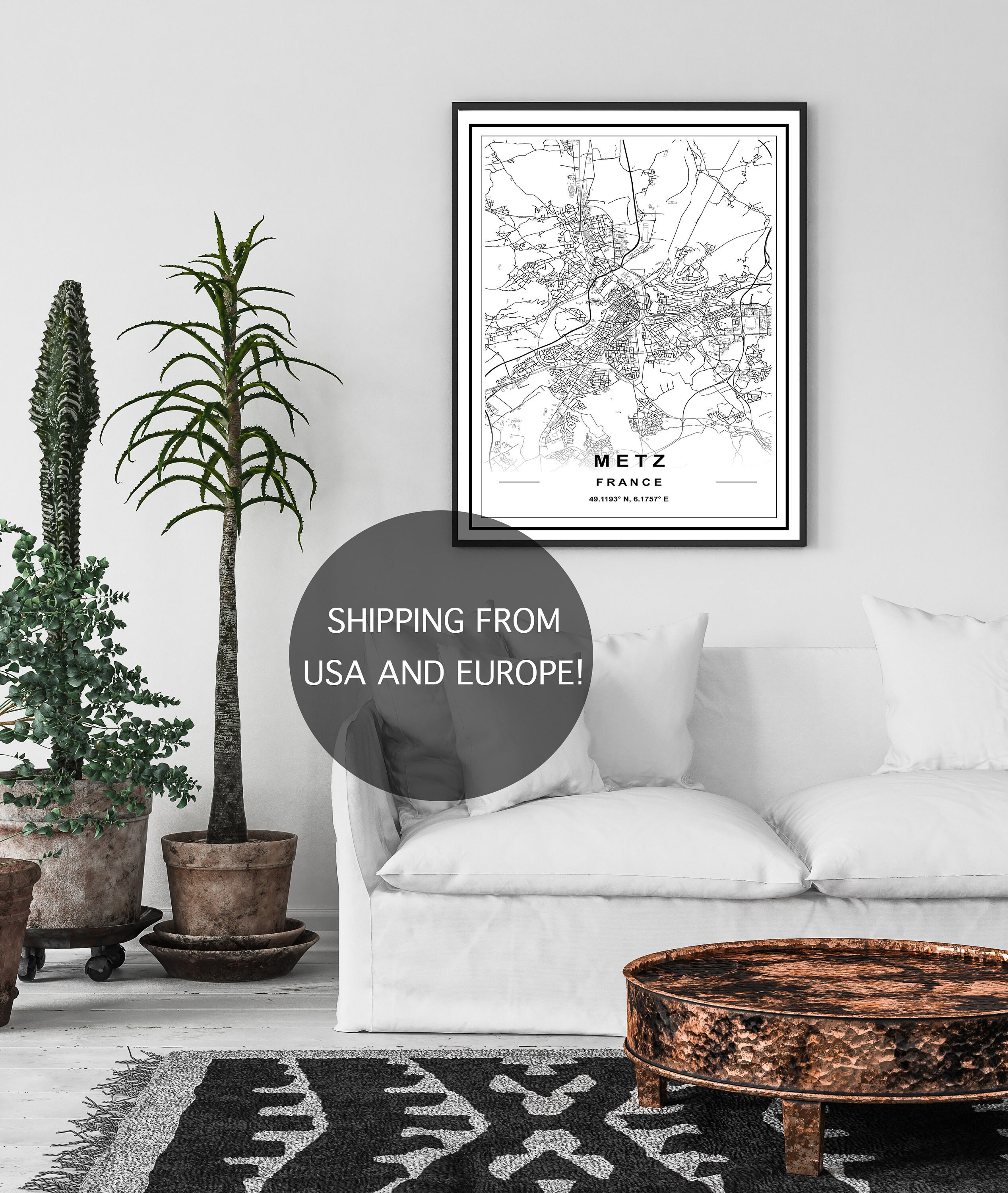 METZ MAP PRINT High Res Map Map of Metz Metz City Map Metz - Etsy