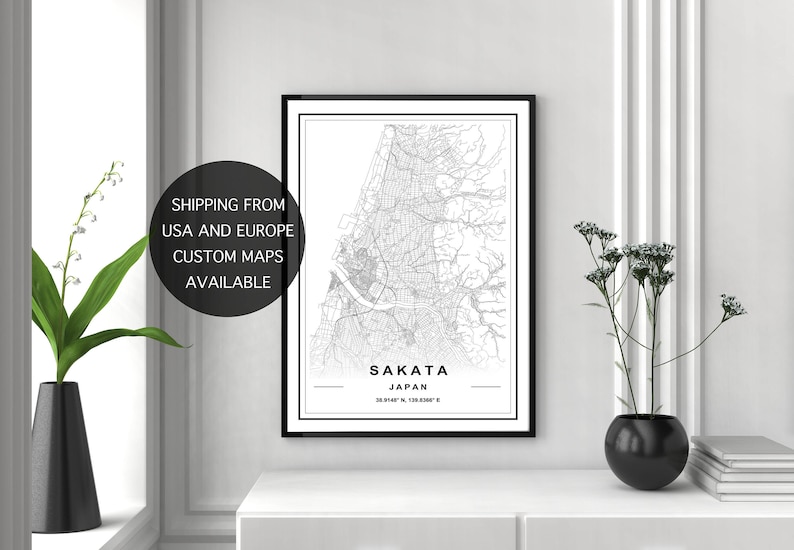 SAKATA MAP PRINT High Res Map Map of Sakata Sakata City - Etsy