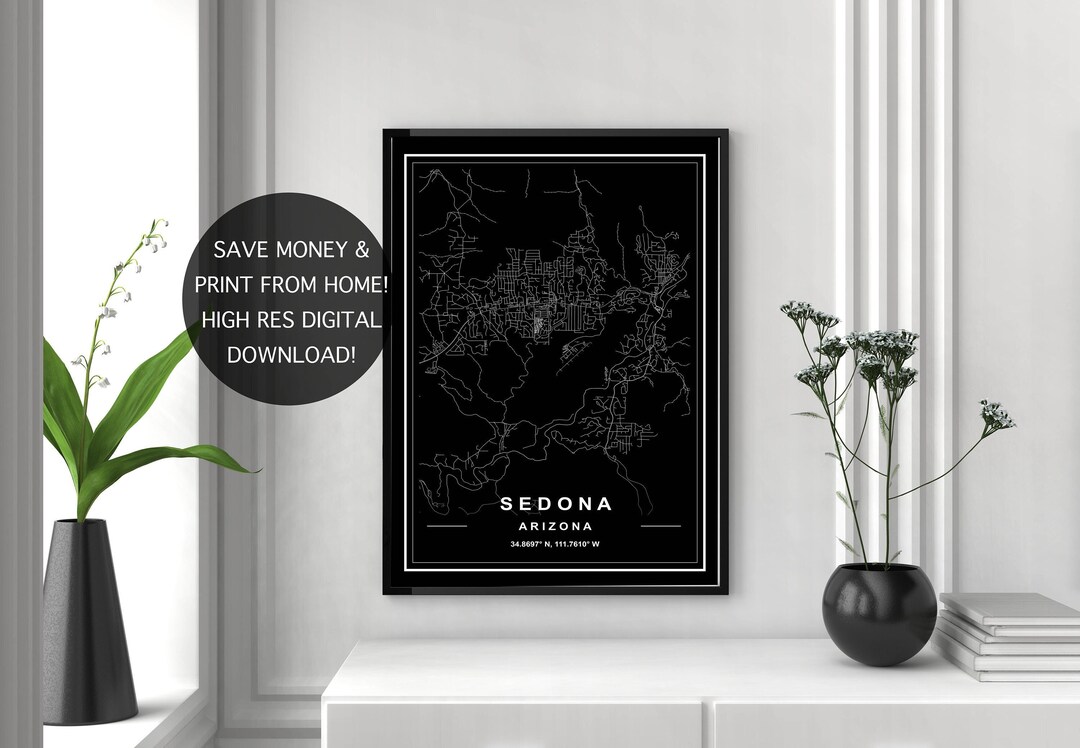 SEDONA MAP PRINT, High Res Map, Map of Sedona, Sedona City Map, Sedona ...