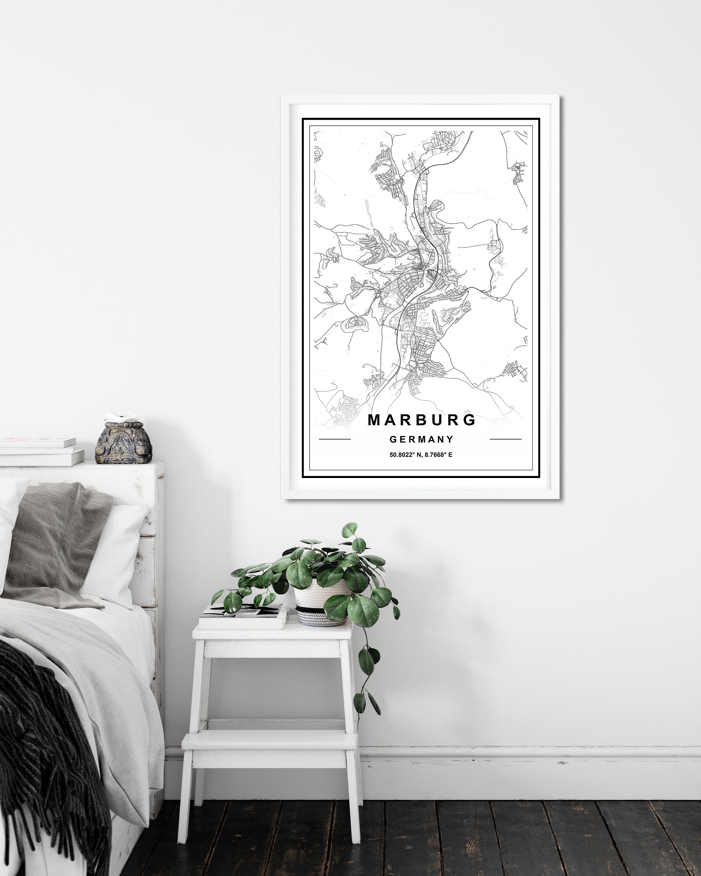MARBURG MAP PRINT High Res Map Map of Marburg Marburg Map | Etsy