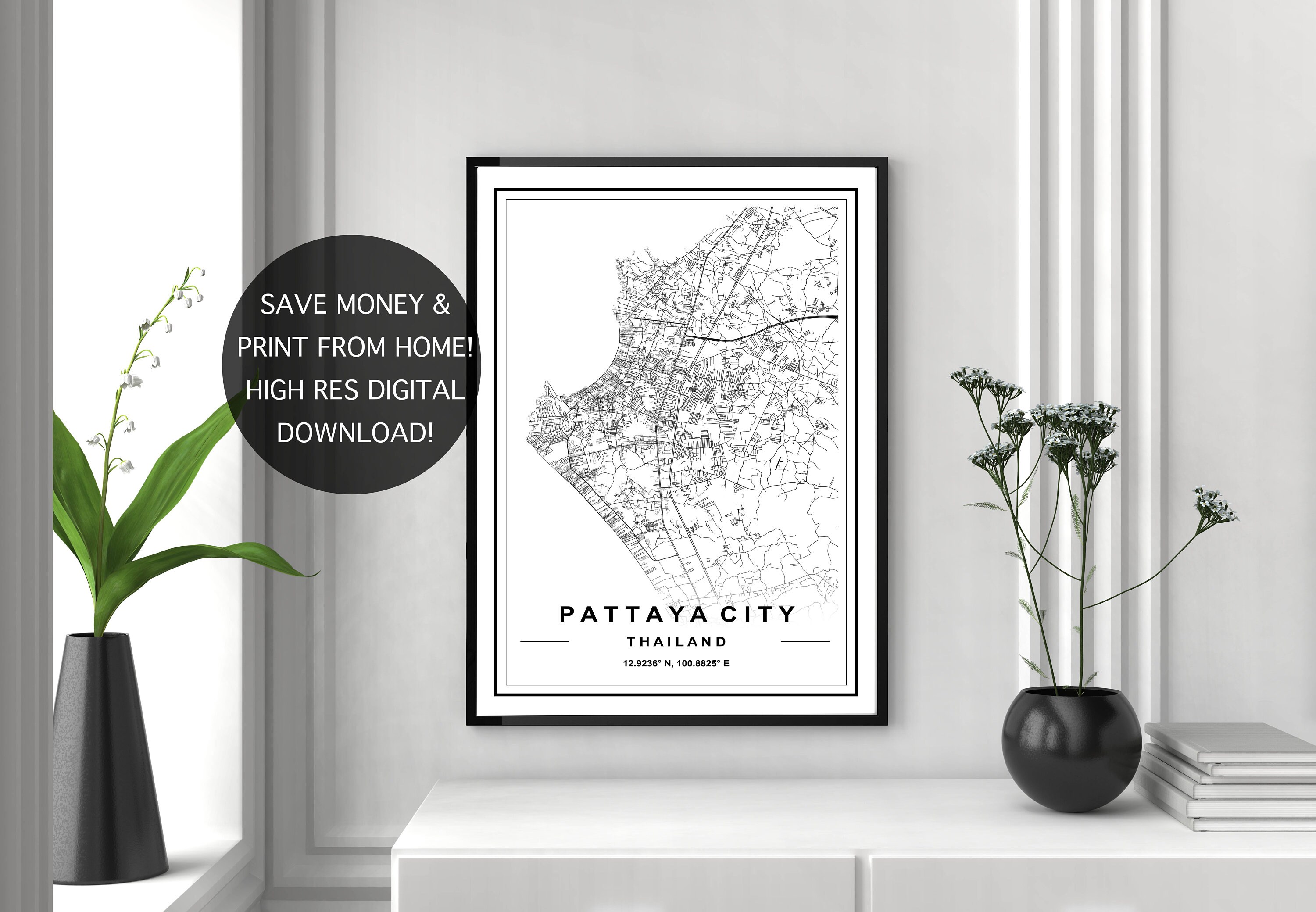PATTAYA CITY PRINT, High Res Download, Map of Pattaya City, Pattaya ...