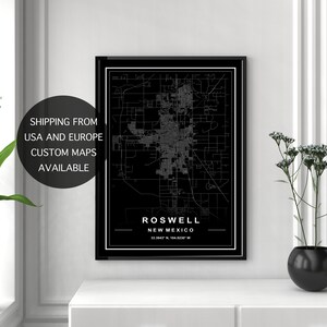 ROSWELL MAP PRINT, High Res Map, Map of Roswell, Roswell City Map ...