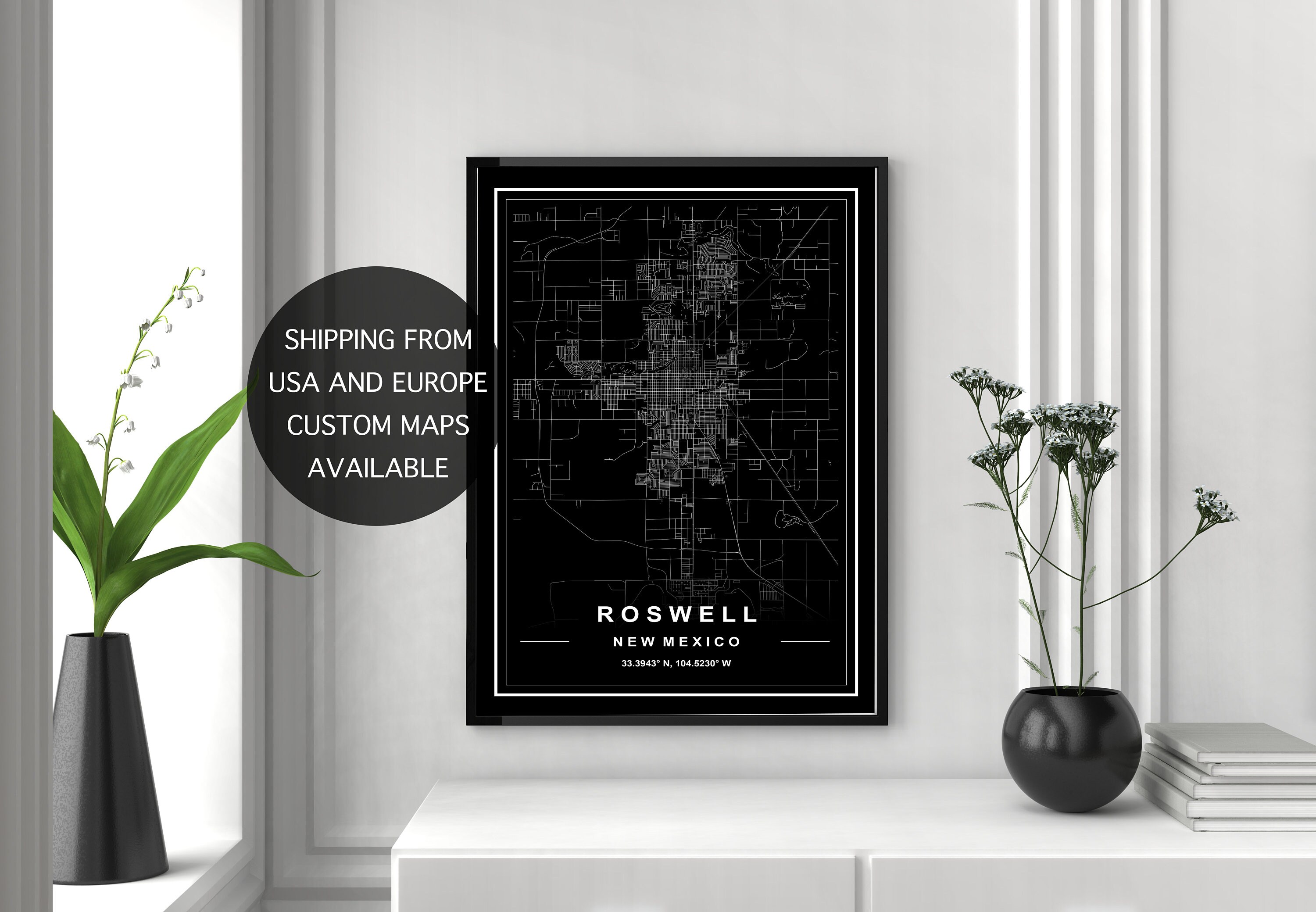 ROSWELL MAP PRINT High Res Map Map of Roswell Roswell City - Etsy