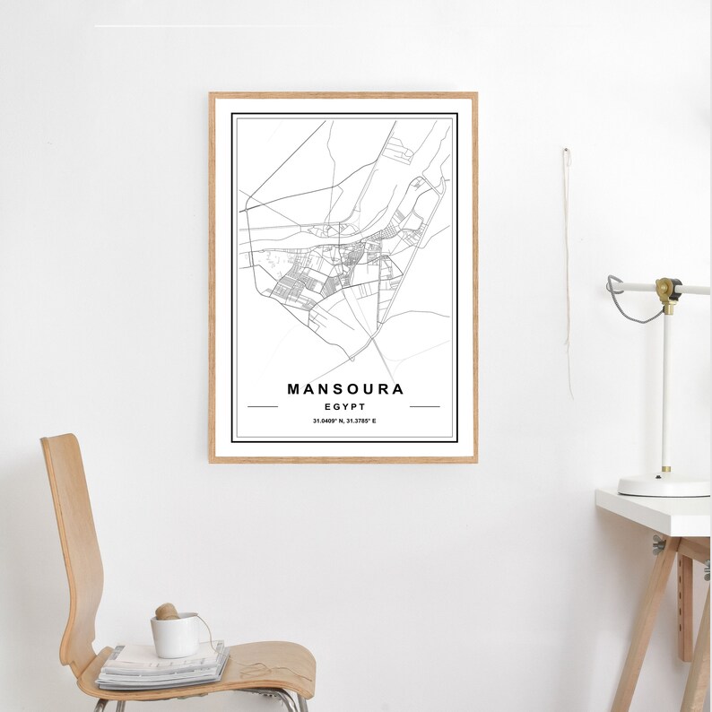 MANSOURA MAP PRINT High Res Map Map Of Mansoura Mansoura | Etsy
