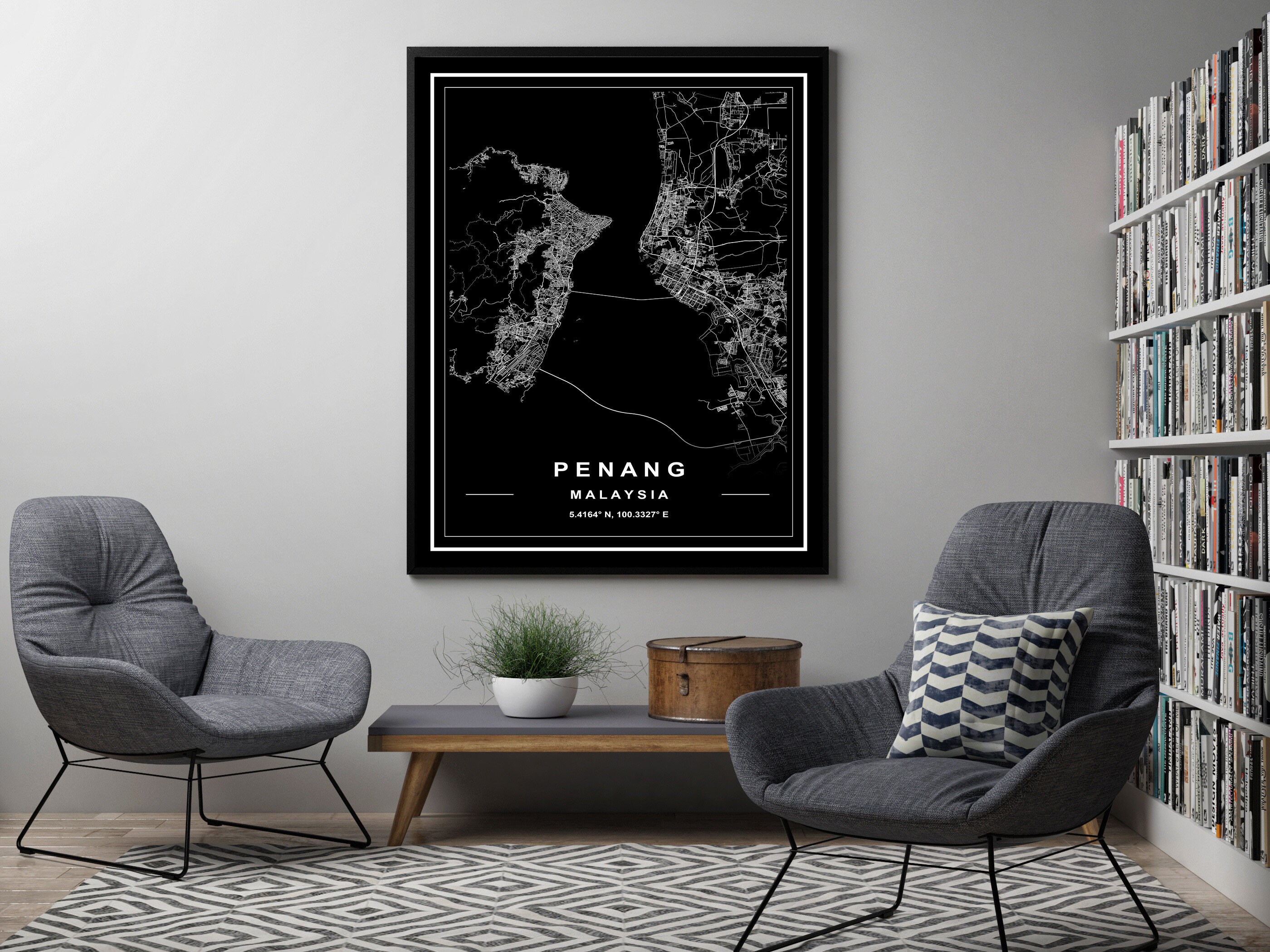PENANG MAP PRINT, High Res Map, Map of Penang, Penang Map, Map Download ...