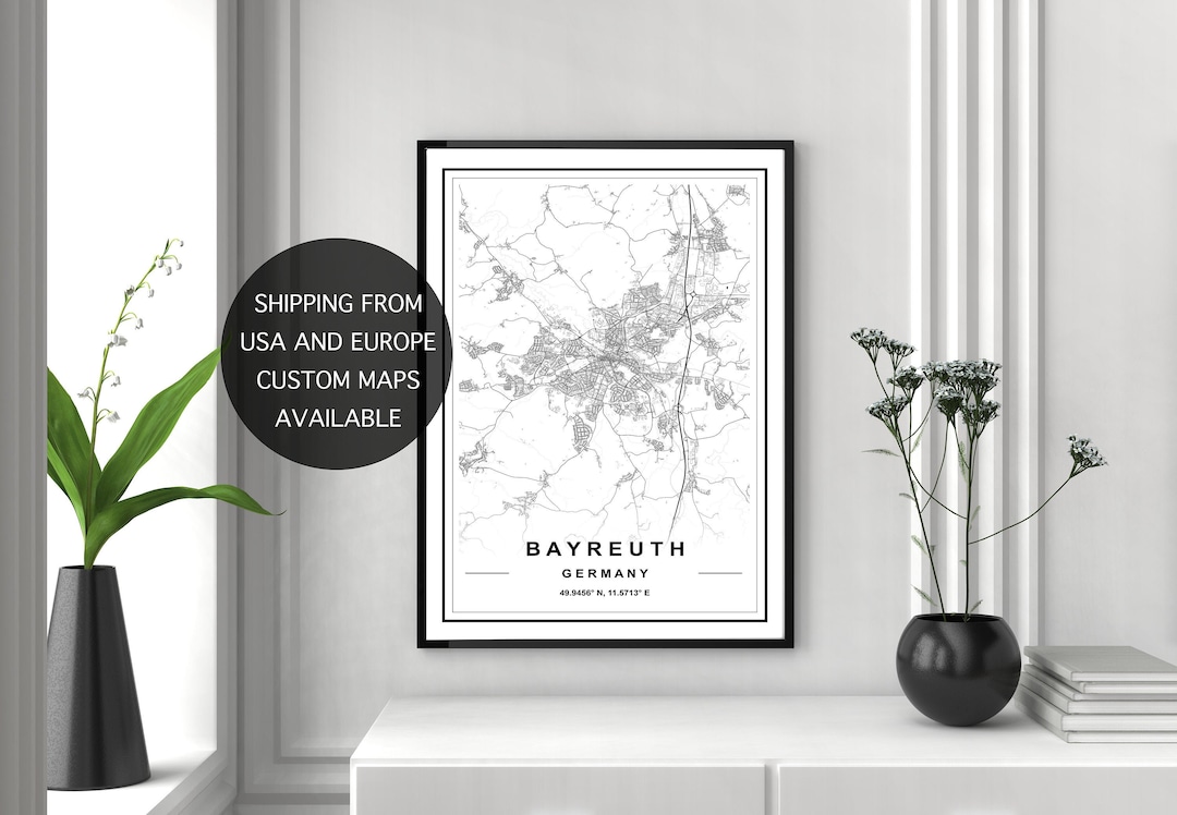 BAYREUTH MAP PRINT, High Res Map, Map of Bayreuth, Bayreuth City Map ...