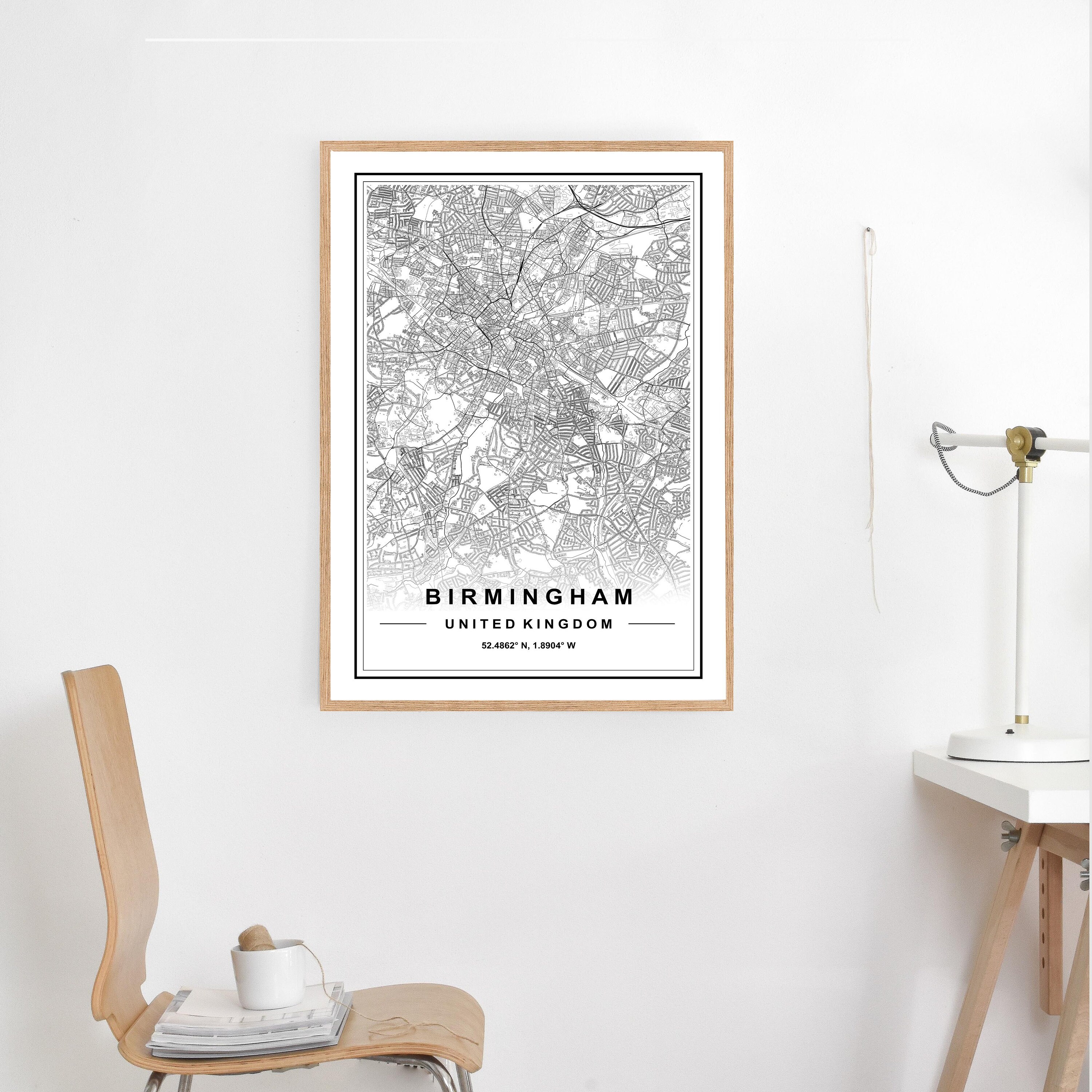 BIRMINGHAM MAP PRINT, High Res Map, Map of Birmingham, Birmingham City ...