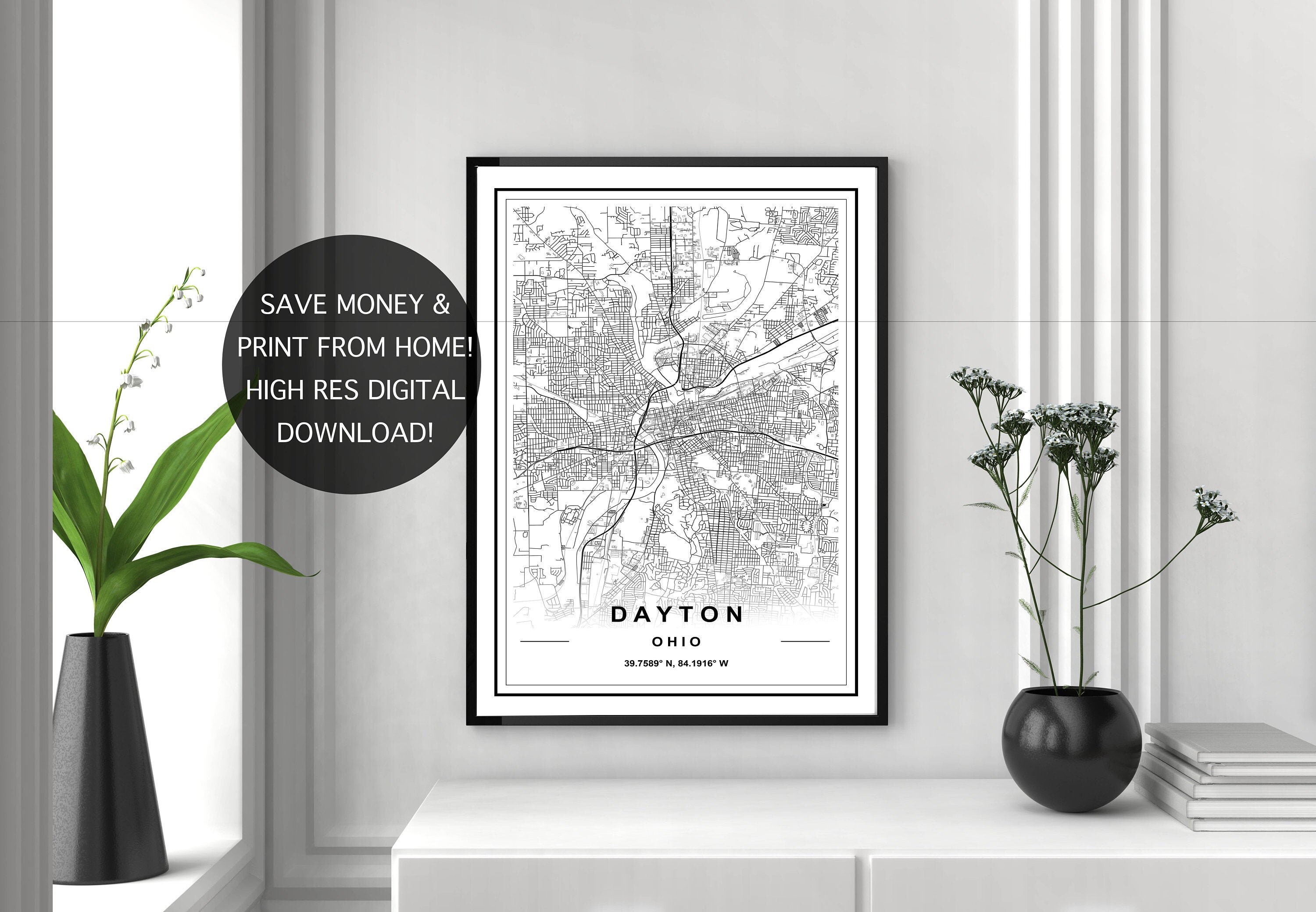 DAYTON MAP PRINT High Res Download Map of Dayton Dayton - Etsy