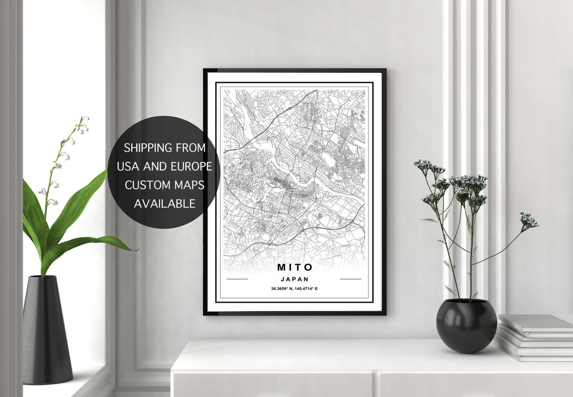 MITO MAP PRINT High Res Map Map of Mito Mito City Map Mito - Etsy