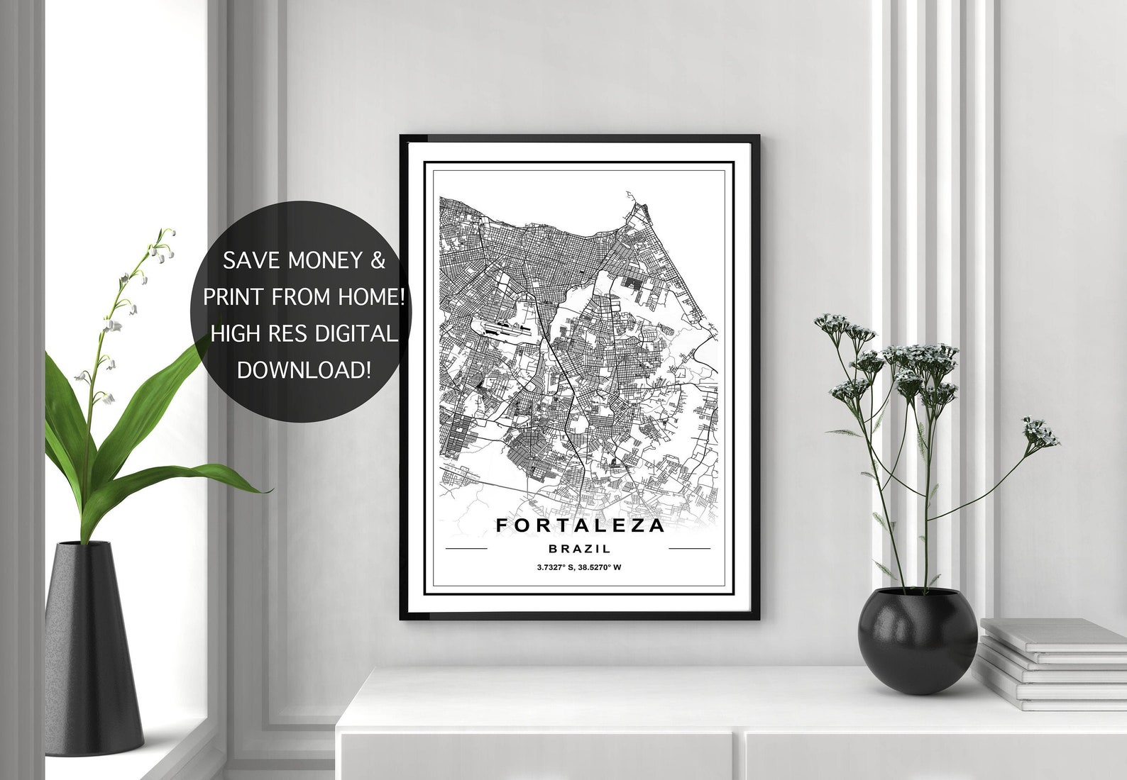 FORTALEZA MAP PRINT High Res Map Map of Fortaleza Fortaleza - Etsy