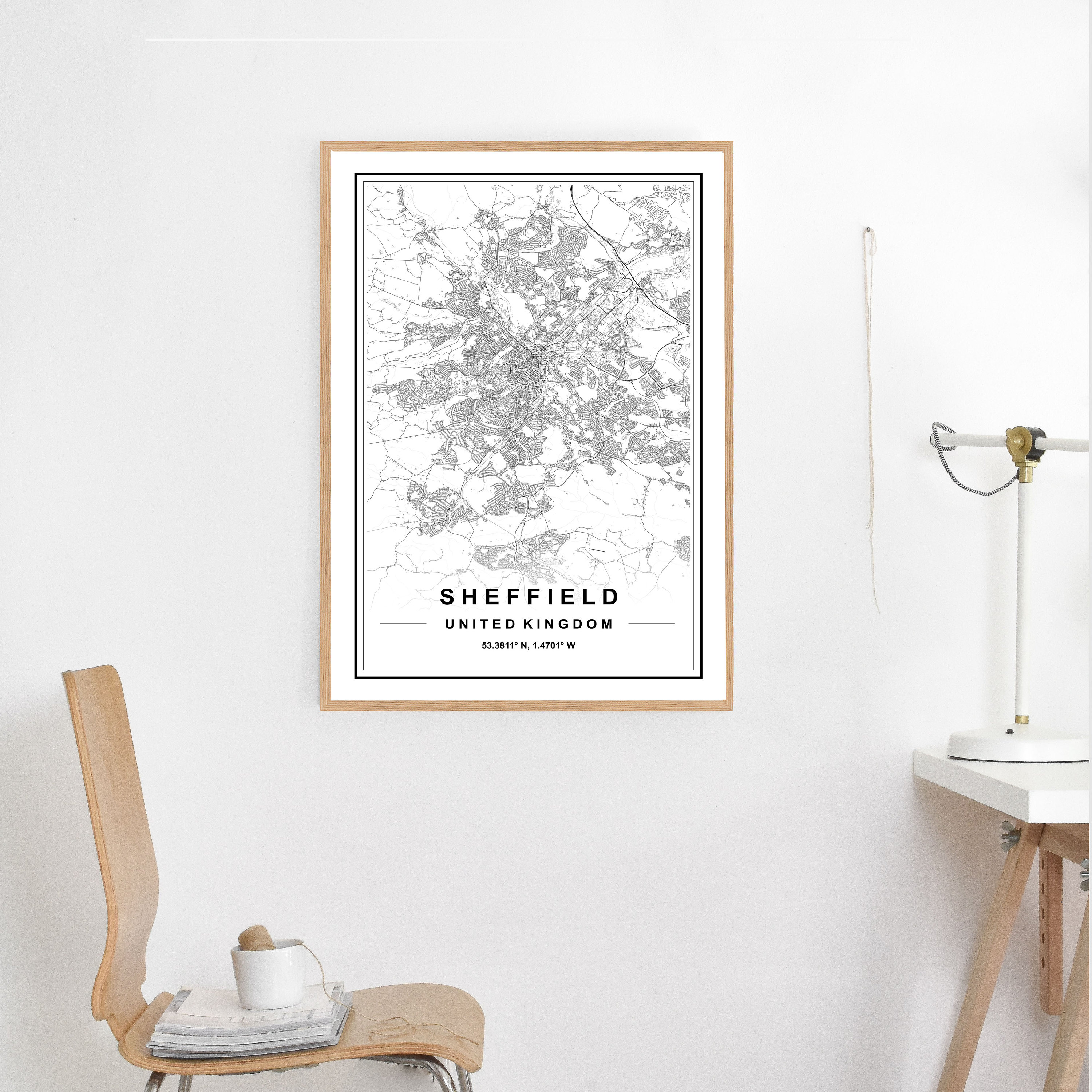 SHEFFIELD MAP PRINT, High Res Map, Map of Sheffield, Sheffield City Map ...