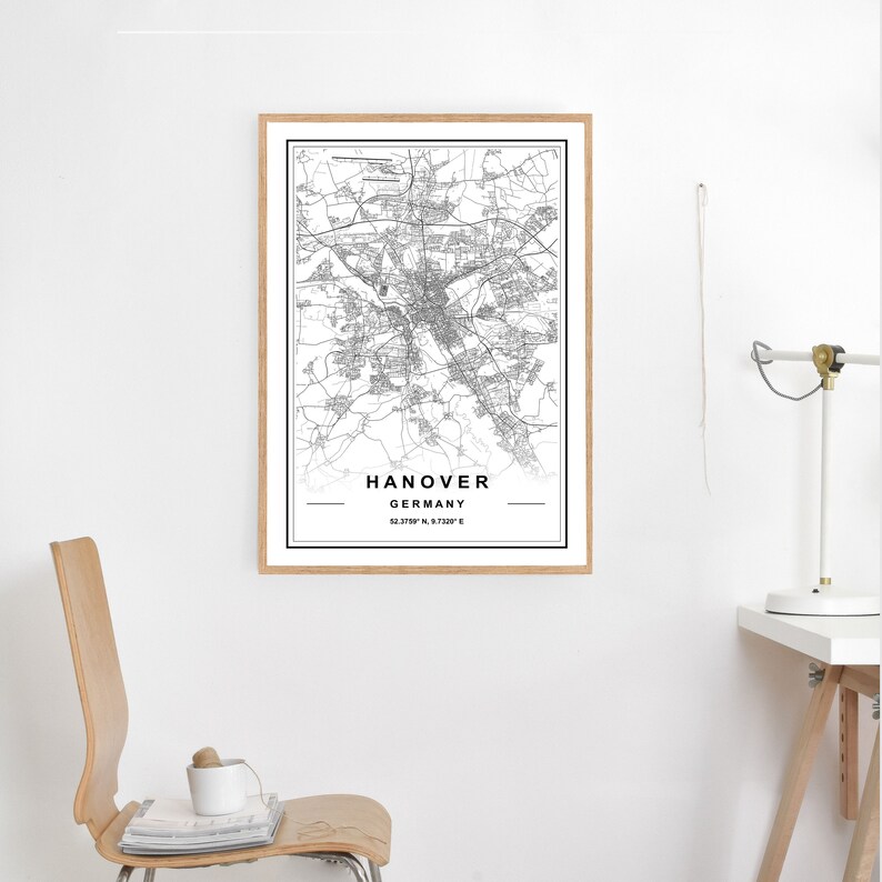 HANOVER MAP PRINT High Res Map Map of Hanover Hanover City - Etsy