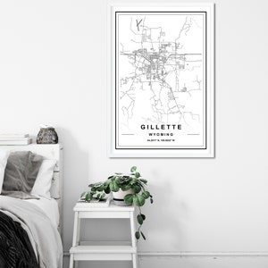 GILLETTE MAP PRINT, High Res Map, Map of Gillette, Gillette City Map ...