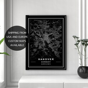 HANOVER MAP PRINT, High Res Map, Map of Hanover, Hanover City Map ...