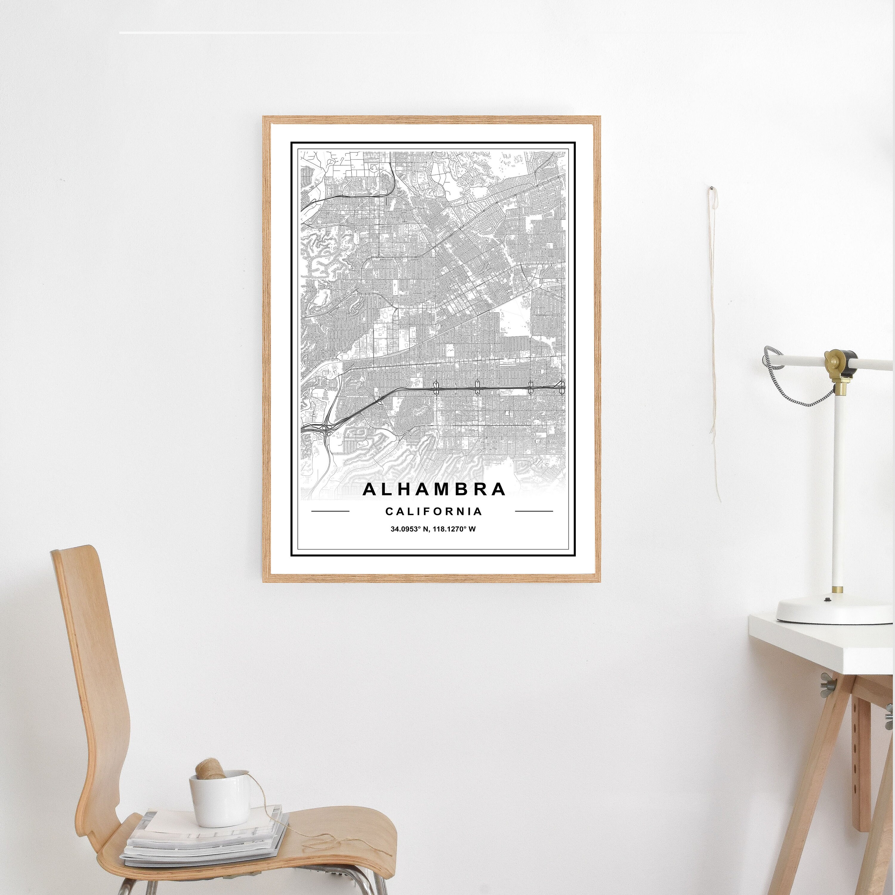 ALHAMBRA MAP PRINT High Res Map Map of Alhambra Alhambra - Etsy