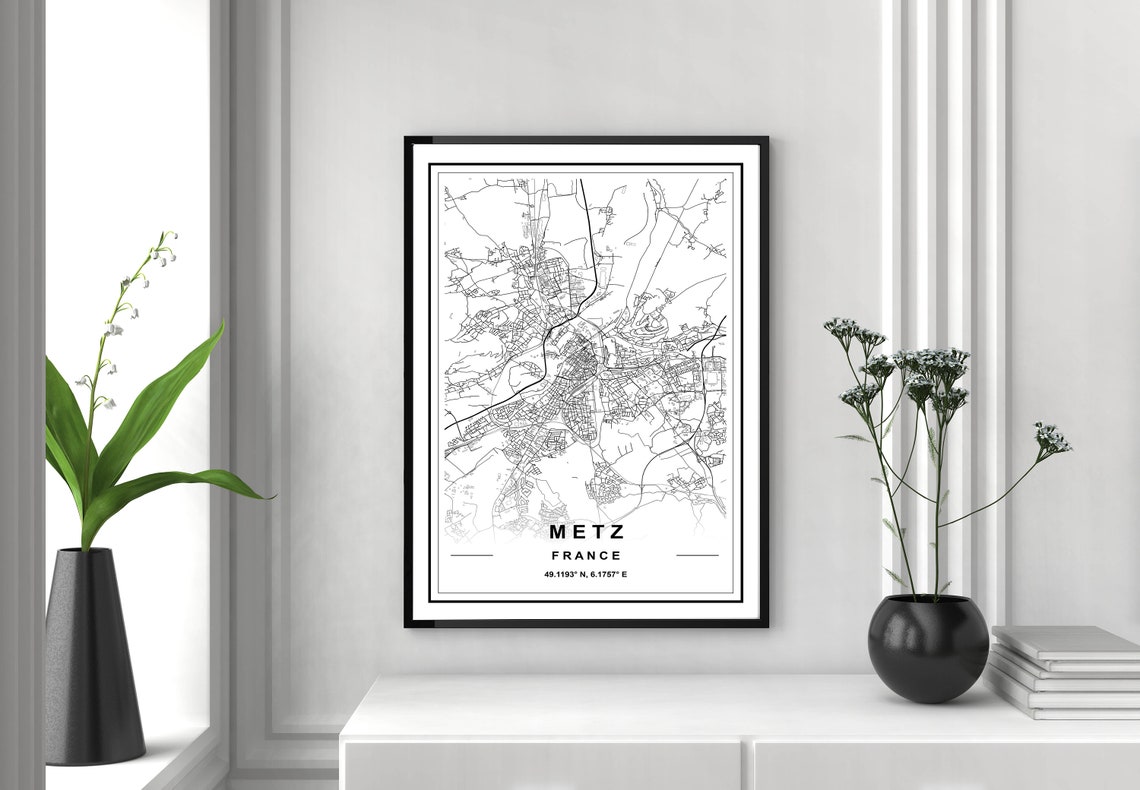 METZ MAP PRINT High Res Download Map Of Metz Metz City Map | Etsy