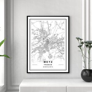 METZ MAP PRINT, High Res Download, Map of Metz, Metz City Map, Metz ...