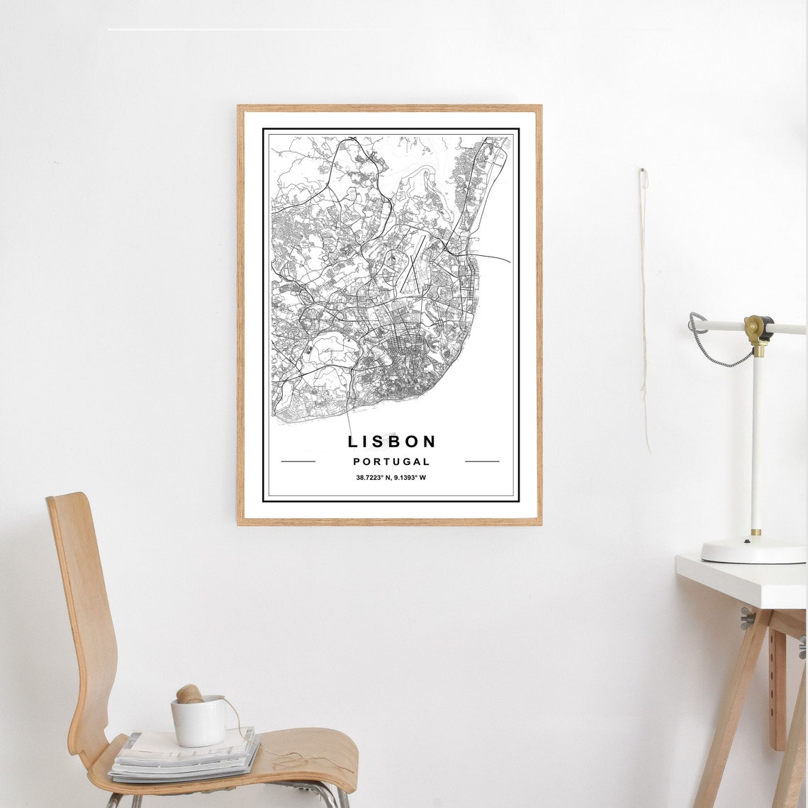 LISBON MAP PRINT High Res Map Map Of Lisbon Lisbon City | Etsy