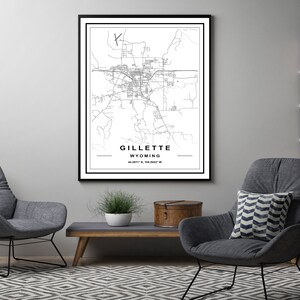 GILLETTE MAP PRINT, High Res Download, Map of Gillette, Gillette City ...