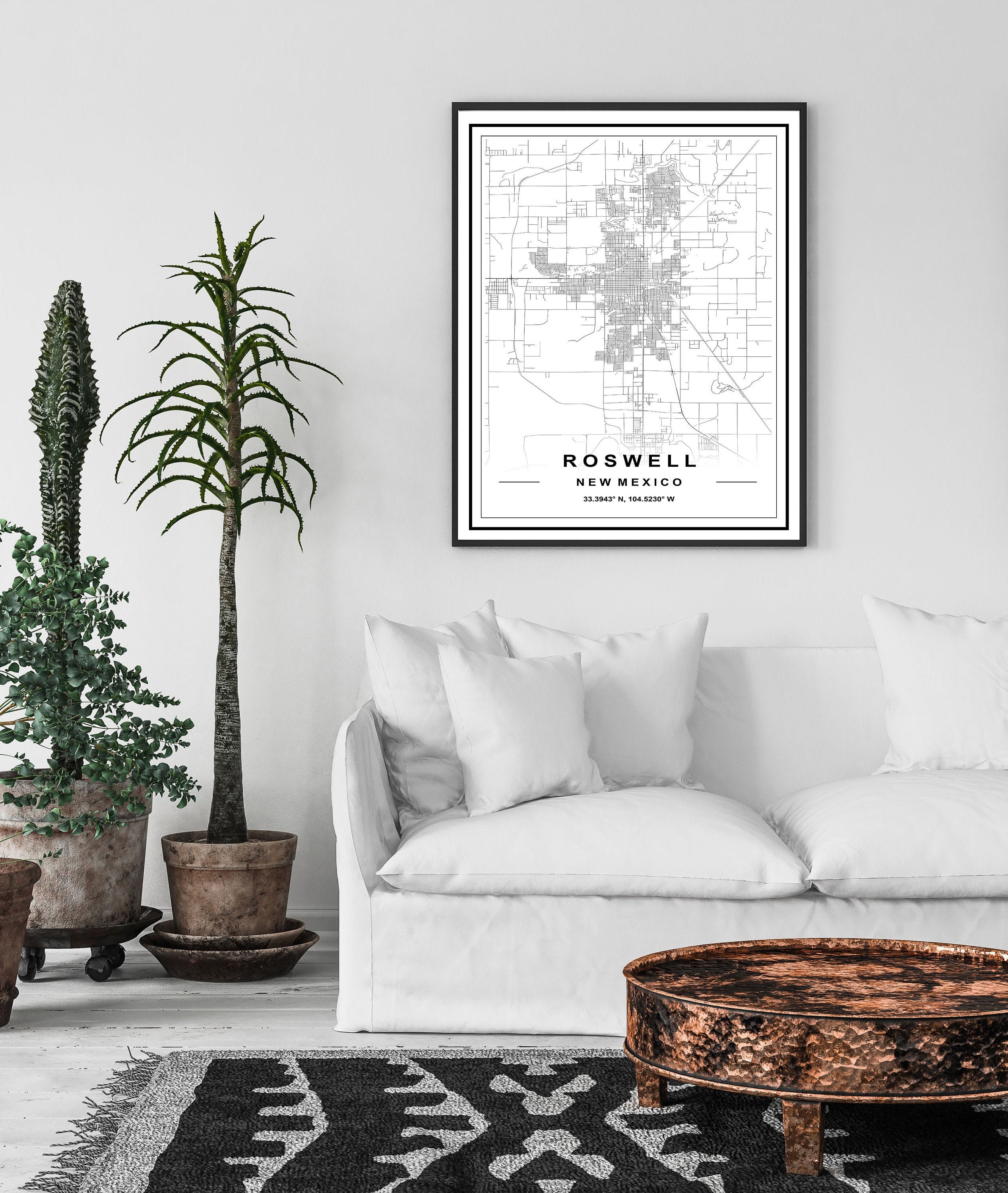 ROSWELL MAP PRINT, High Res Map, Map of Roswell, Roswell Map Download ...