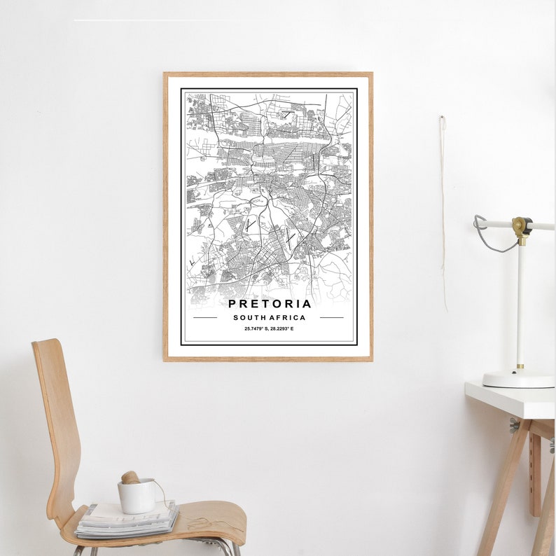 PRETORIA MAP PRINT High Res Map Map of Pretoria Pretoria - Etsy