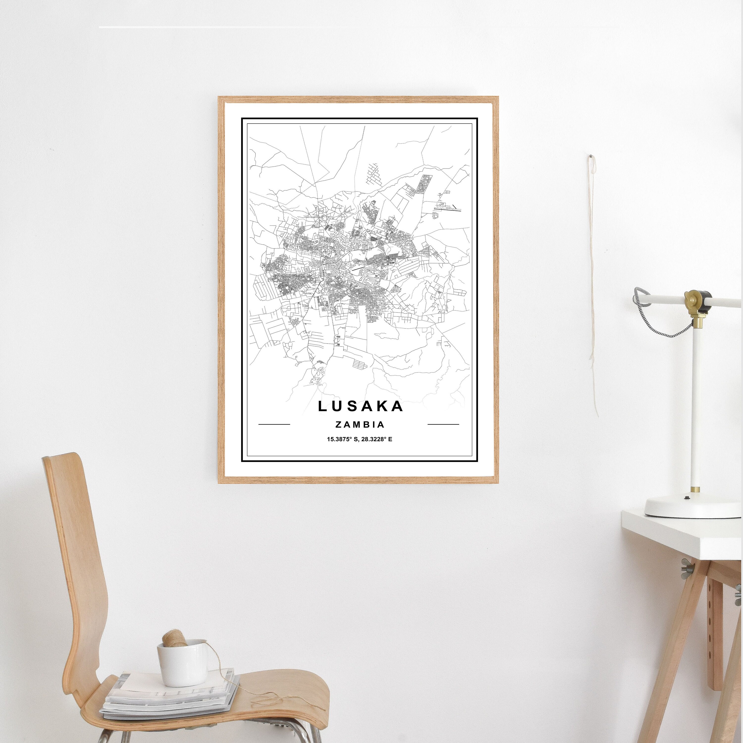 LUSAKA MAP PRINT, High Res Map, Map of Lusaka Zambia, Lusaka Street Map ...