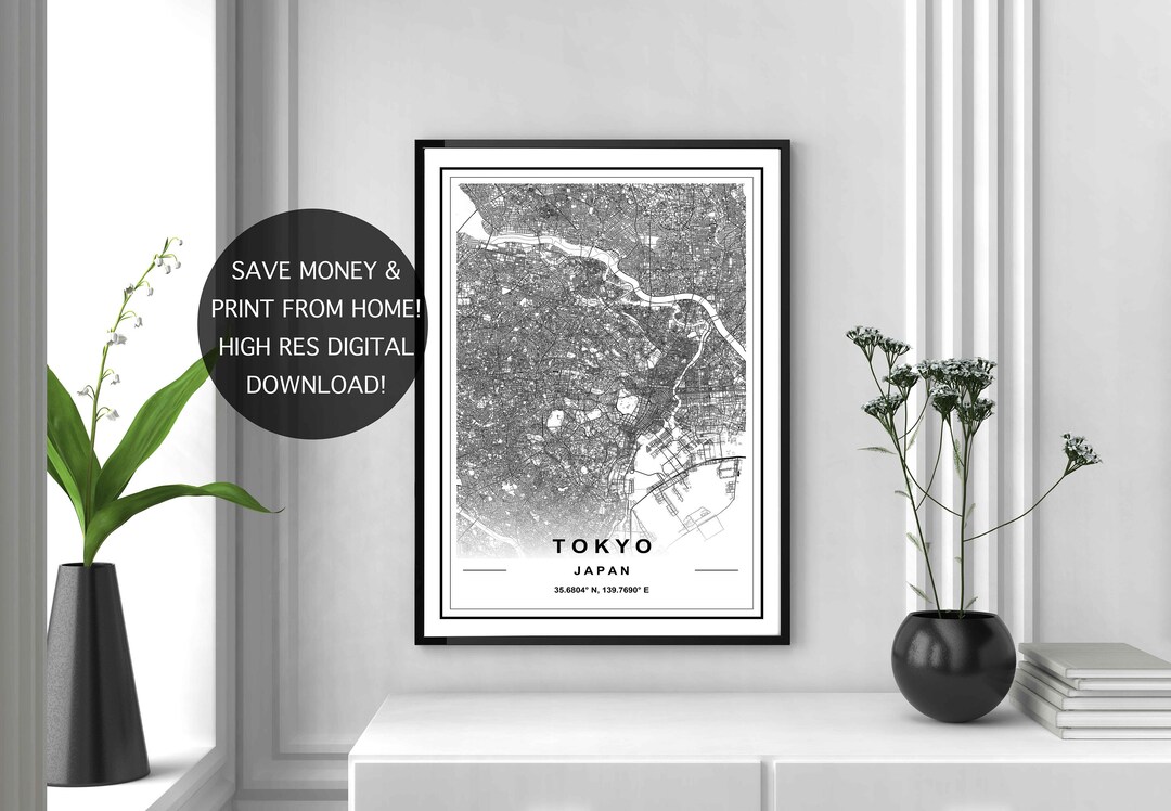 TOKYO MAP PRINT, High Res Download Map, Map of Tokyo, Tokyo Map ...