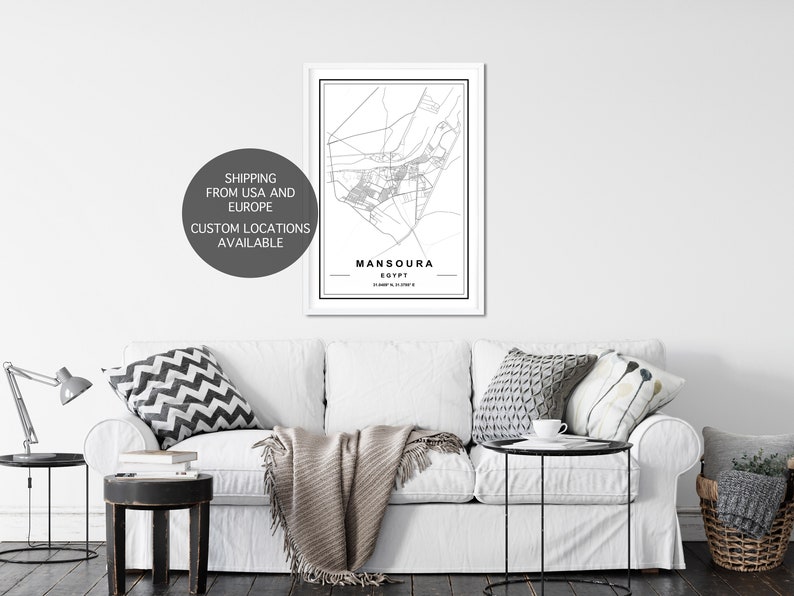 MANSOURA MAP PRINT High Res Map Map Of Mansoura Mansoura | Etsy