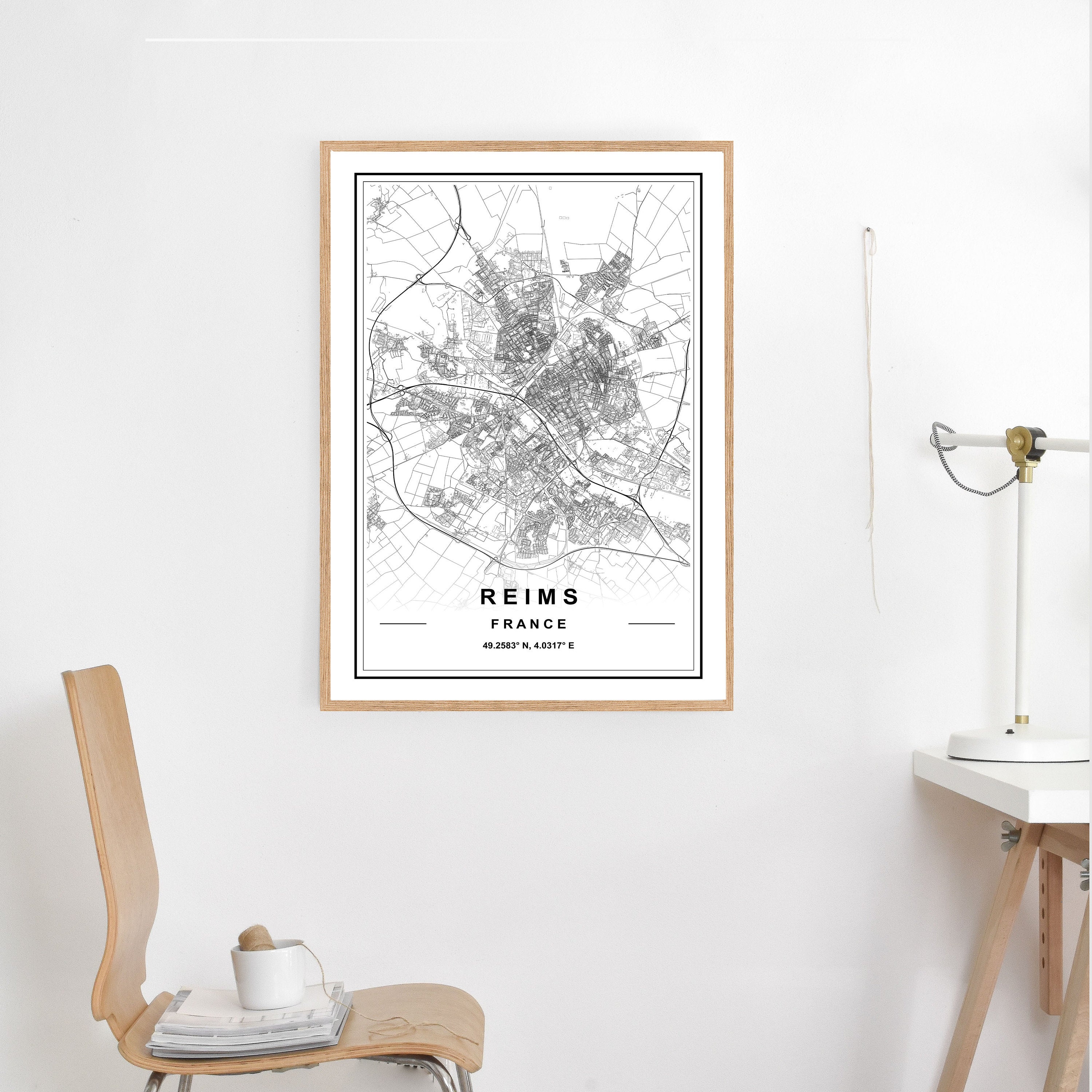 REIMS MAP PRINT, High Res Map, Map of Reims, Reims City Map, Reims ...