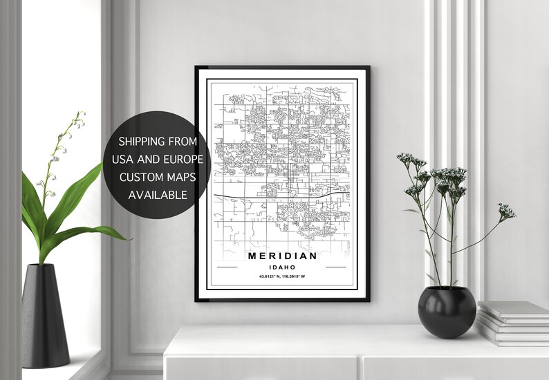 MERIDIAN MAP PRINT, High Res Map, Map of Meridian, Meridian Map Poster ...