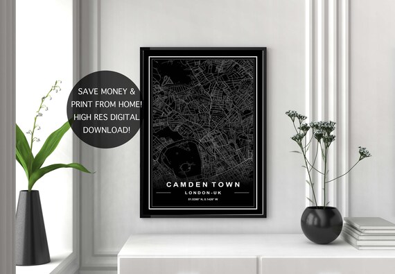CAMDEN TOWN MAP High Res Map Download Map Of Camden Town | Etsy