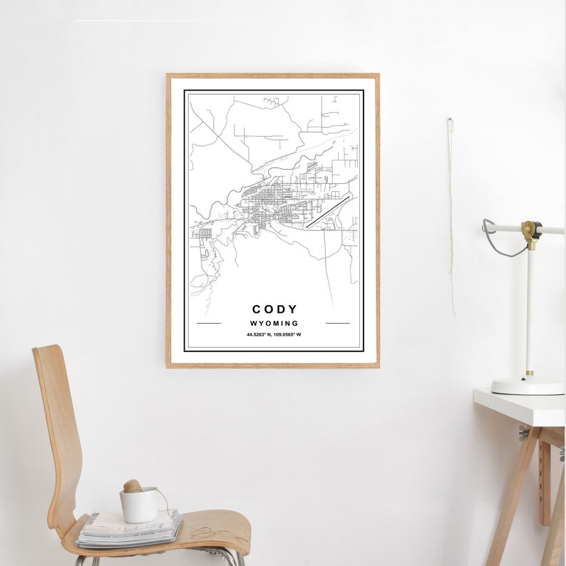 CODY MAP PRINT, High Res Map, Map of Cody, Cody City Map, Cody Wyoming ...