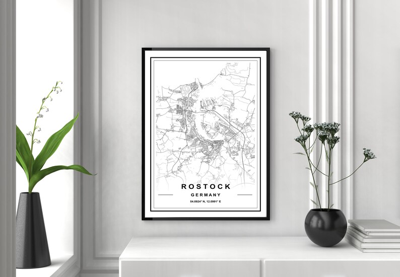 ROSTOCK MAP PRINT Map of Rostock Rostock City Map Rostock | Etsy