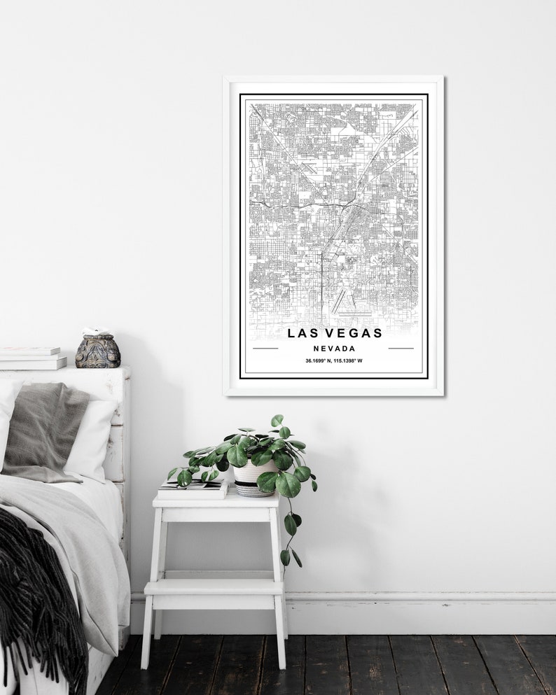 LAS VEGAS MAP High Res Map Map of Las Vegas Las Vegas City - Etsy
